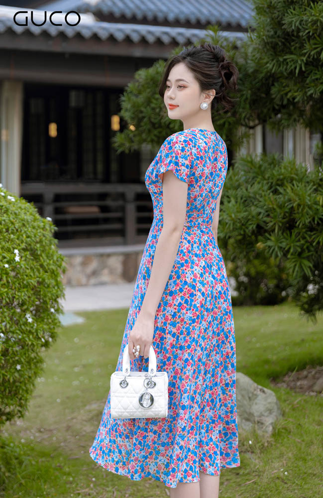 Đầm Voan Hoa Nhí Kết Hoa - Xanh 4438X